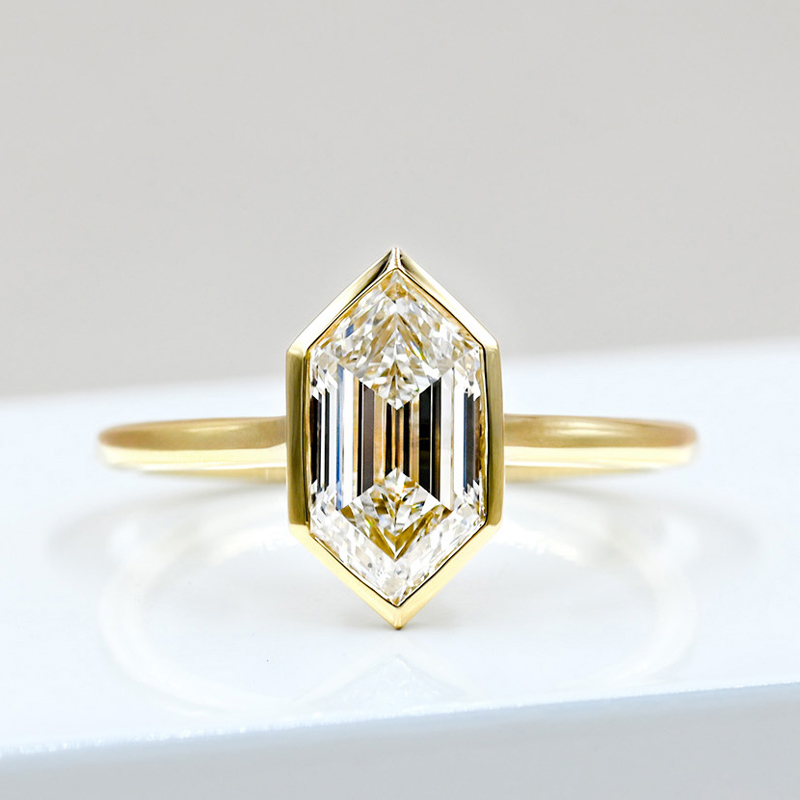 Custom Bezel 2ct Long Hexagon